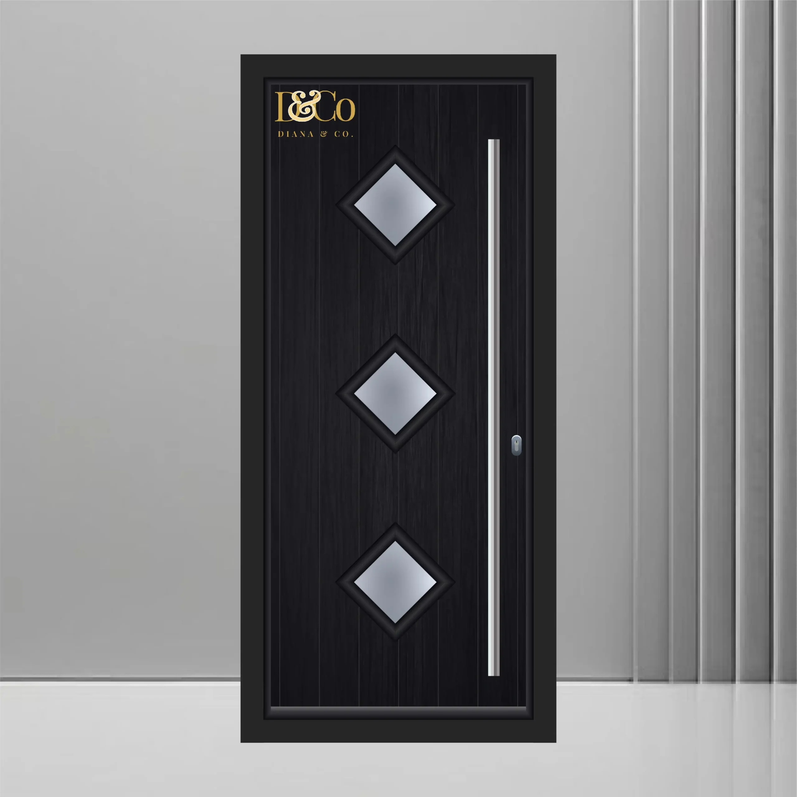 Composite Doors - Black - Three Diamonds - Diana&Co