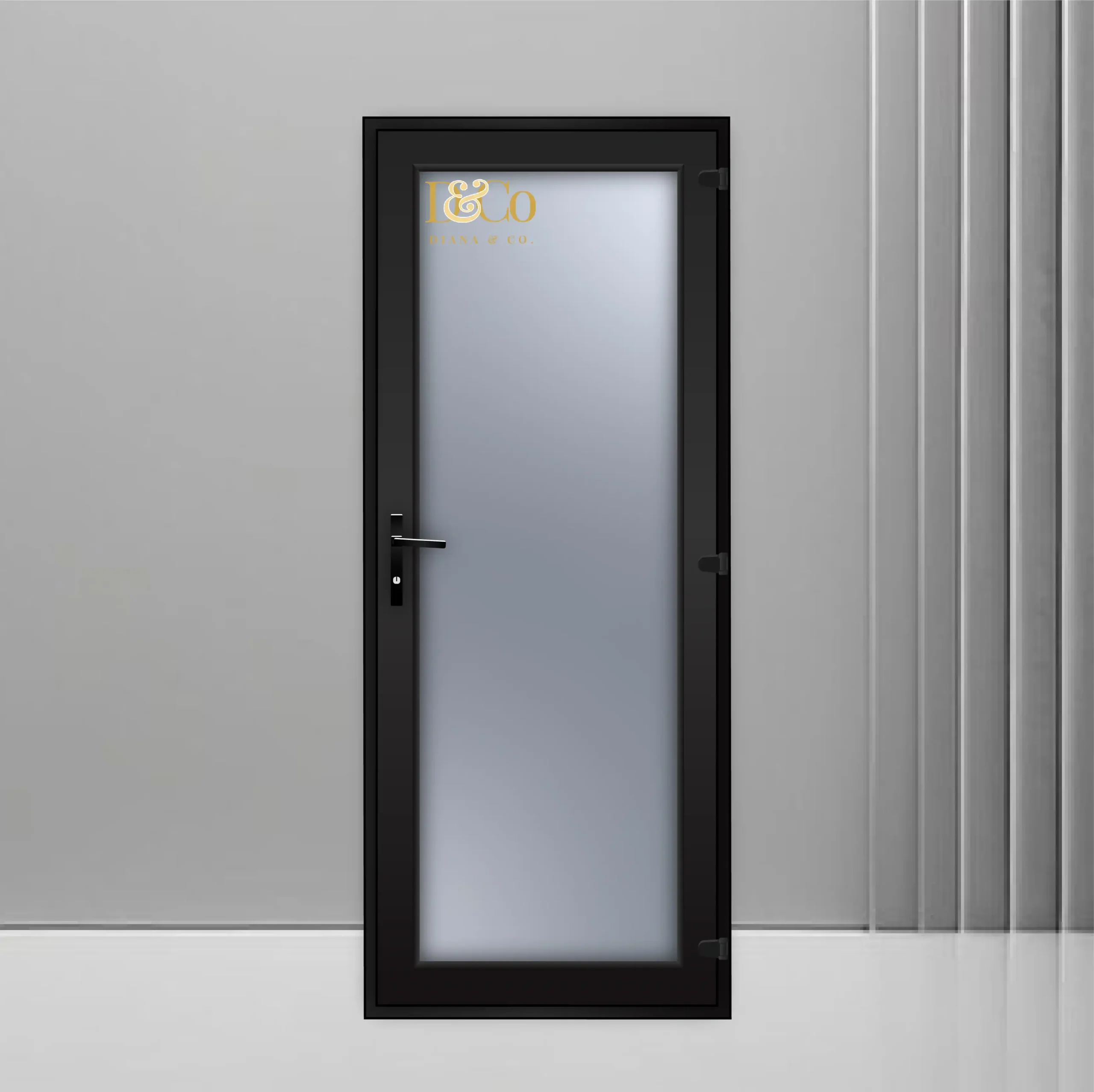 UPVC Single Door - Black - Full Glass - Diana&Co